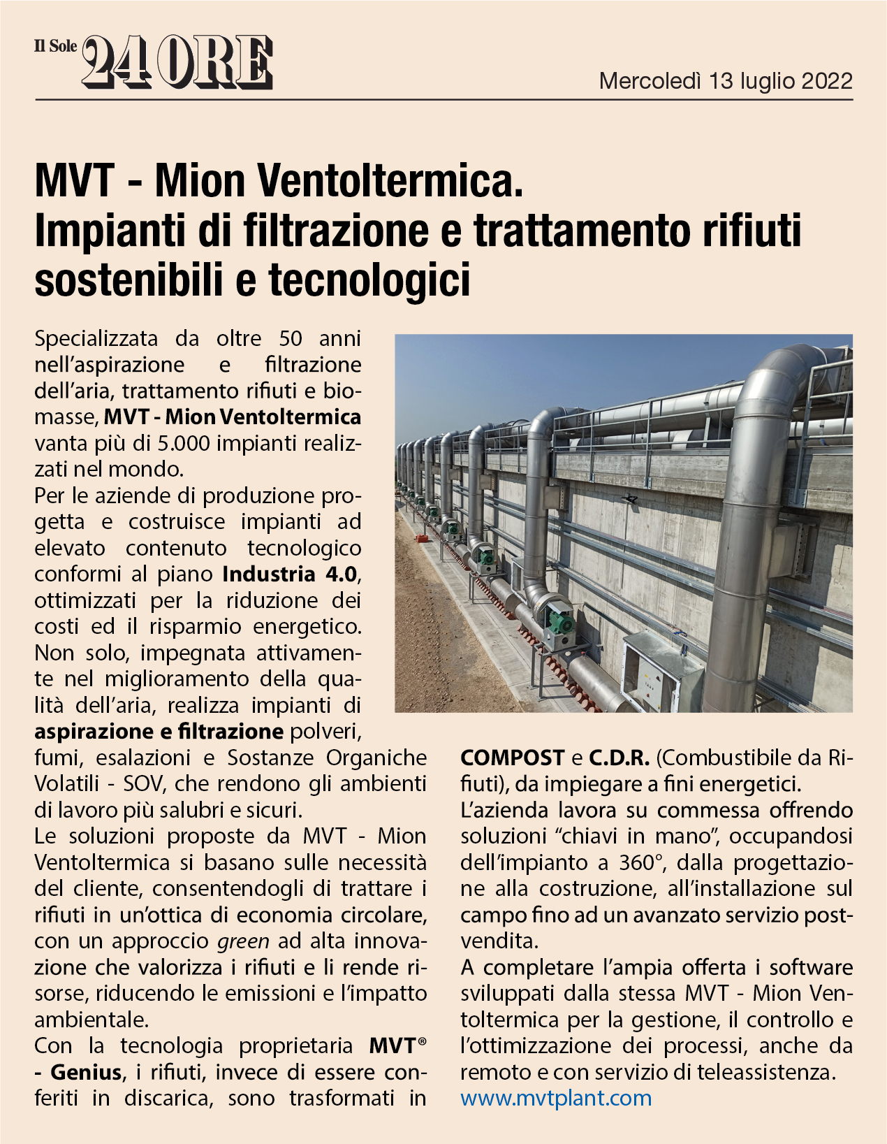 MVT - Mion Ventoltermica. Impianti di filtrazione e trattamento rifiuti ...